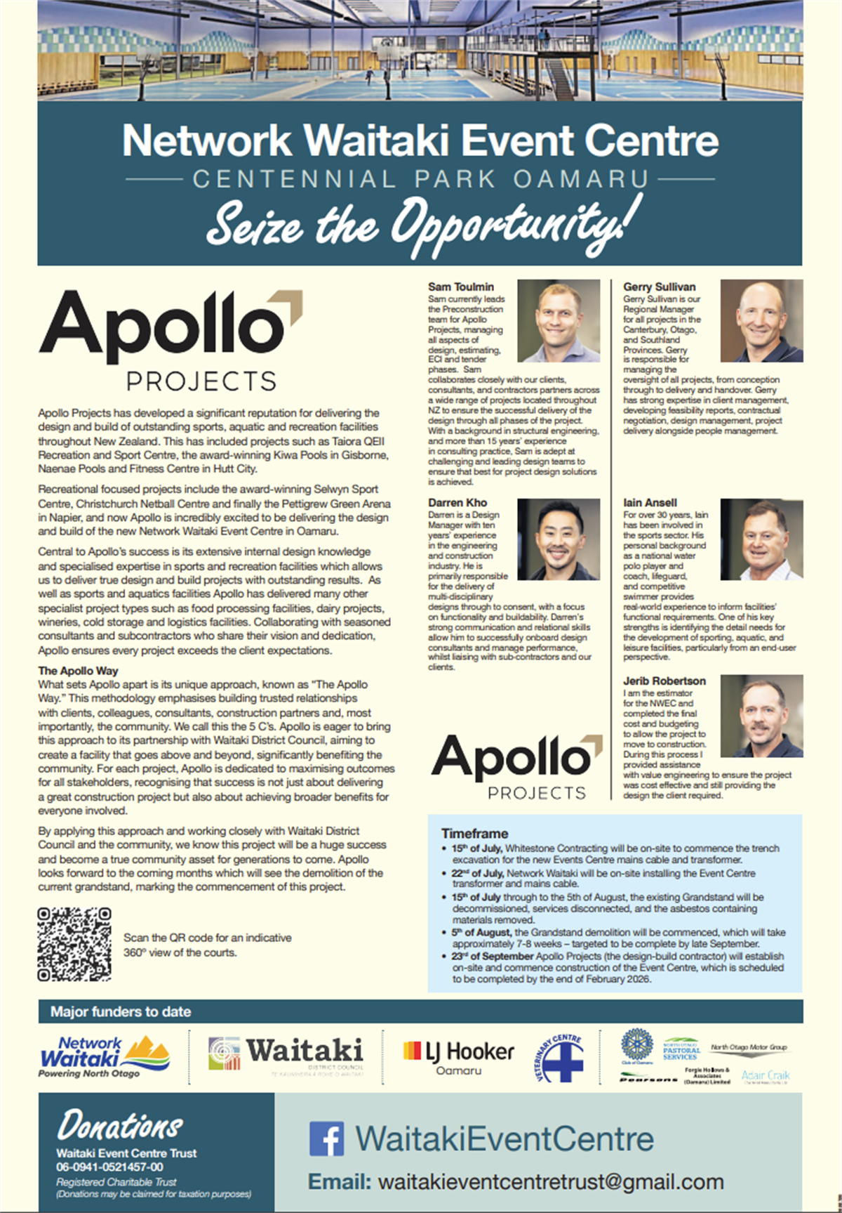 Apollo Projects confirm Events Centre timeline | Waitaki District Council